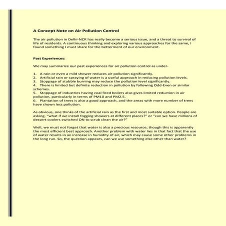 A concept note on air pollution control | PDF