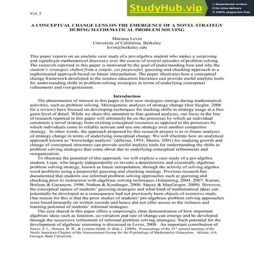 A Conceptual Change Lens On The Emergence Of A Novel Strategy During ...