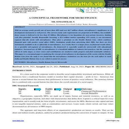 A CONCEPTUAL FRAMEWORK FOR MICRO FINANCE | PDF