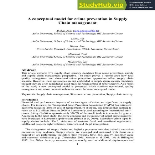A Conceptual Model For Crime Prevention In Supply Chain Management | PDF