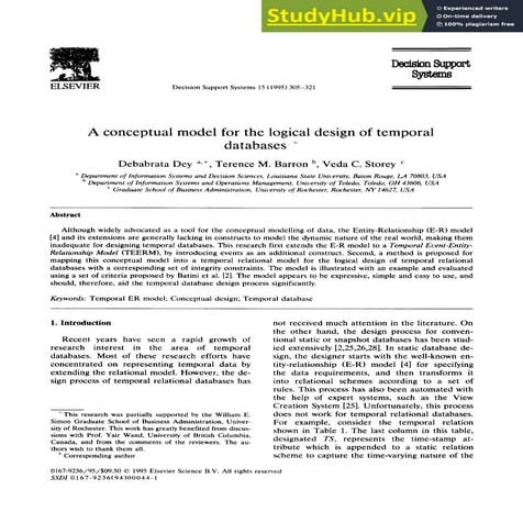 A Conceptual Model For The Logical Design Of Temporal Databases | PDF