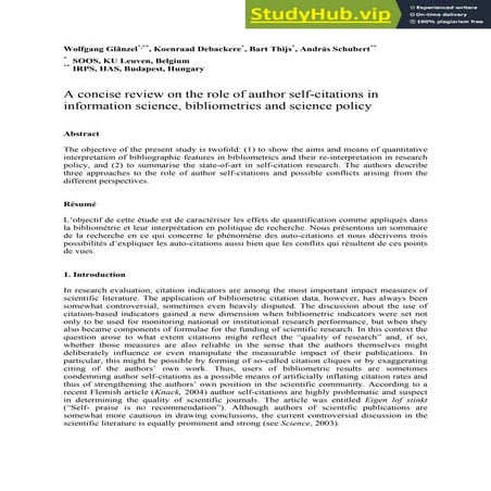 A concise review on the role of author self-citations in information ...