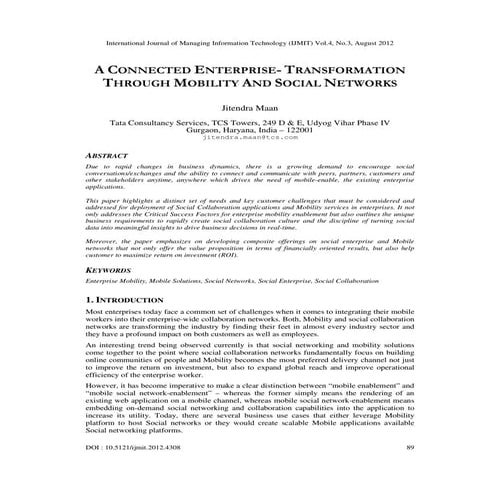 A connected enterprise transformation through mobility and social ...