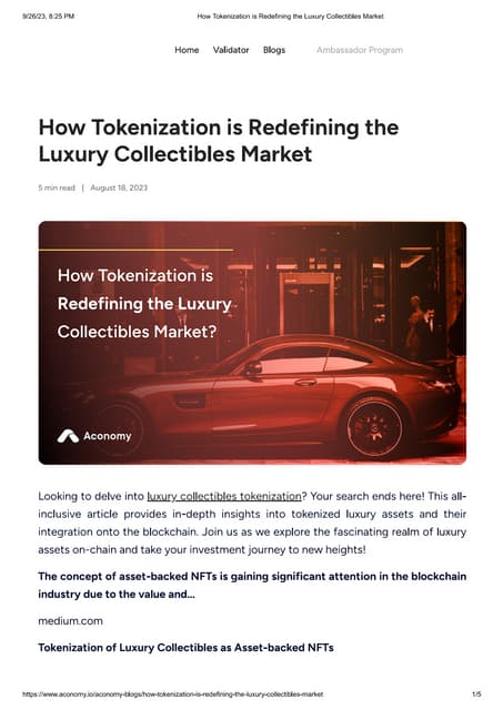 Impact of RWA Tokenization on the Global Economy | PDF