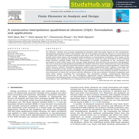 A Consecutive Interpolation Quadrilateral Element Cq4 Formulation And