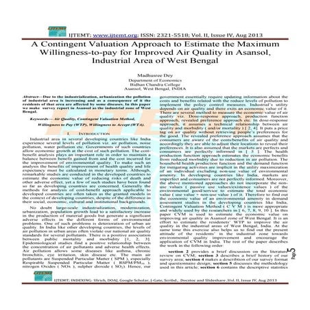 Economic Valuation of Natural Resources Using Contingent Valuation ...