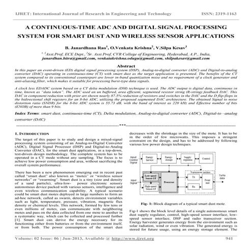 A Continuous Time Adc And Digital Signal Processing System For Smart