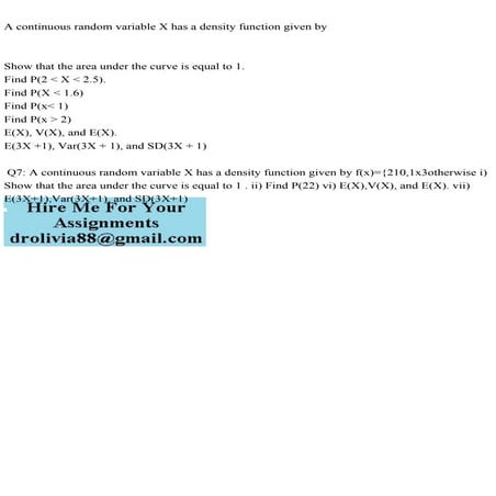 A Continuous Random Variable X Has A Density Function Given Bypdf 8704