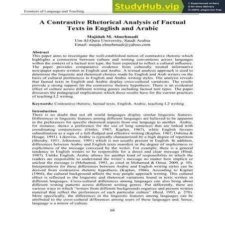 A Contrastive Rhetorical Analysis Of Factual Texts In English And ...
