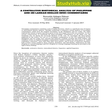 A CONTRASTIVE RHETORICAL ANALYSIS OF PHILIPPINE AND SRI LANKAN ENGLISH ...