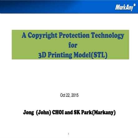 A copyright protection technology for 3 d printing models (john choi) | PDF