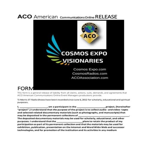 ACO CLUB - American Communications Online Release Form | DOCX