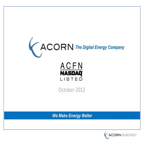 MicroCapClub Company Presentation: Acorn Energy (ACFN) | PDF ...