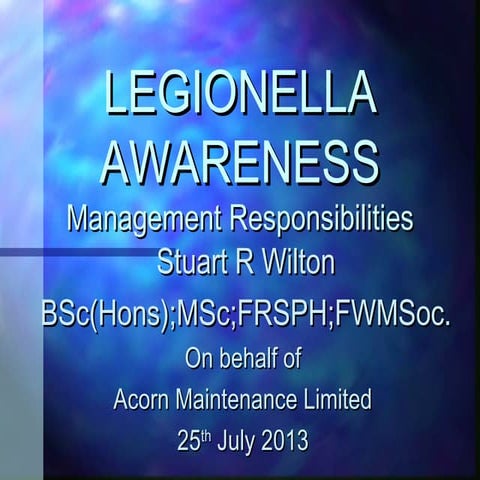 Legionella Guidelines - An update and the consequences of getting it ...