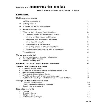Acorns To Oaks: Ideas And Activities For Children’s Work | PDF