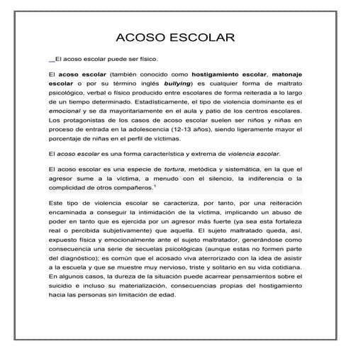 Bullying o acoso escolar | DOCX