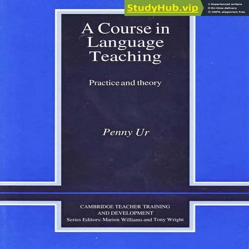 A Course In Language Teaching Practice And Theory Penny Ur CAMBRIDGE ...