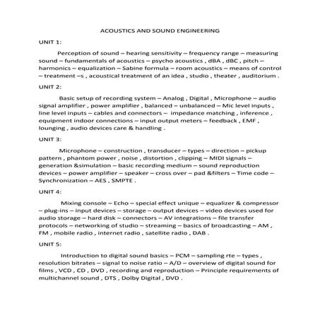 Acoustics and sound engineering | DOCX | Digital Audio | Computer Software and Applications