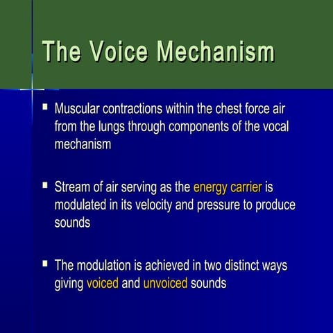 Acoustics of Speech: The Voice Mechanism | PPT