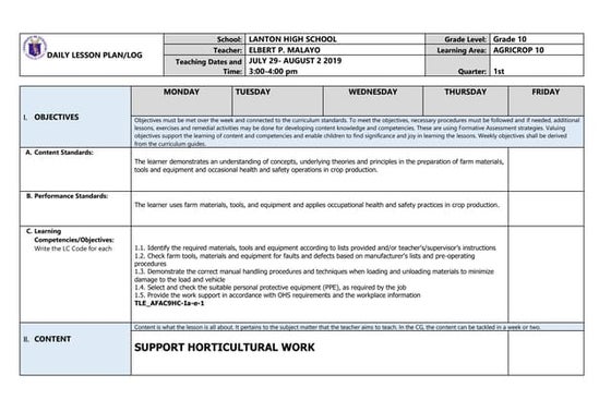 DLL Agriculture week 1.docx