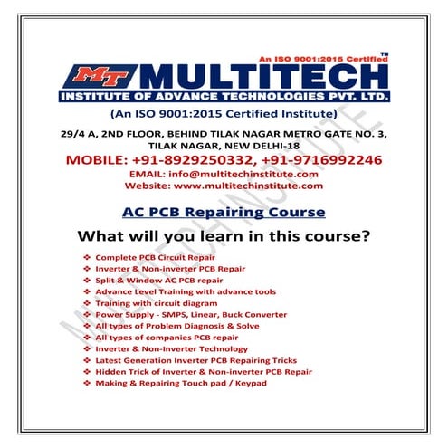 Multitech Institute | AC PCB Repairing Course | PDF