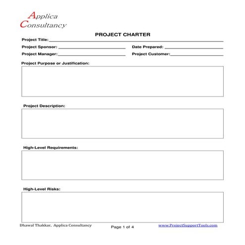 Project Charter Template - Document for Project Initiation | PDF