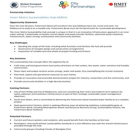 City Partnerships Challenge - Inner Metro Sustainability Hub (IMSH ...
