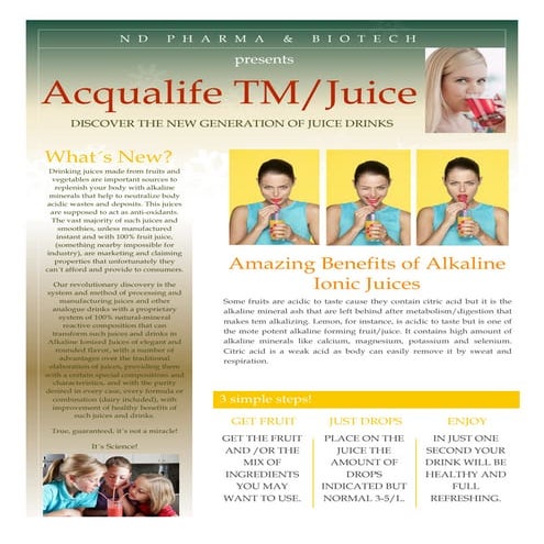 Acqualife tm juice bio flyer | PDF | Healthy Cooking and Eating | Food ...