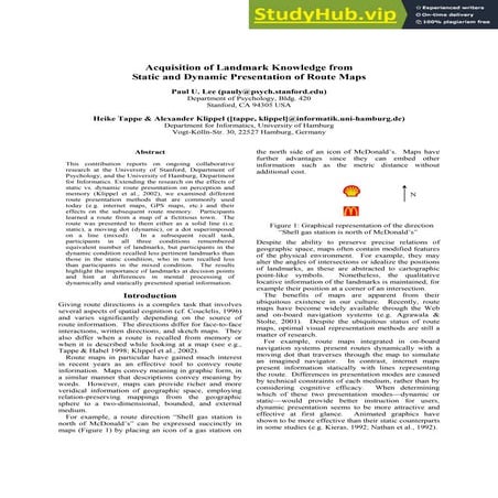 Acquisition Of Landmark Knowledge From Static And Dynamic Presentation ...