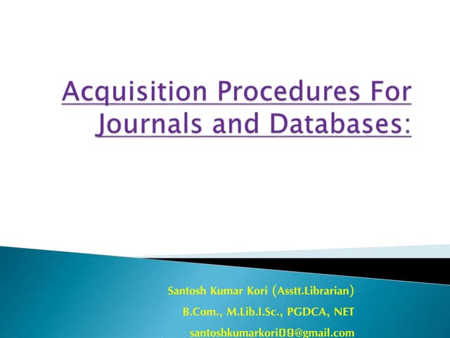 Acquisition procedures for journals and databases | PPT Acquisition procedures for journals and databases | PPT
