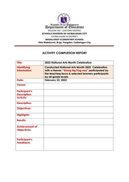 ACTION PLAN on arts month.docx | Arts and Crafts | Hobbies & Interests