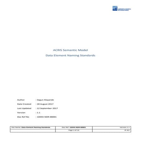 Aci Acris Semantic Model Data Element Naming Standards V11 Pdf