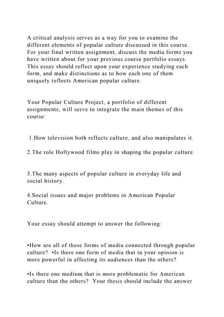 Course Project OverviewYour Popular Culture Project, a portfolio o.docx