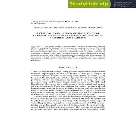 A critical examination of the effects of learning management systems on ...