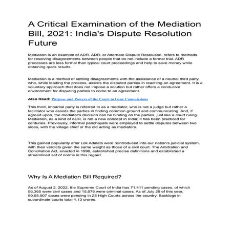 Arbitration, mediation and conciliation in India | PPTX