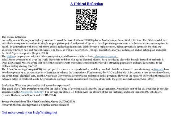 Critical Reflection In Nursing | PDF | Educational Assessment | Education