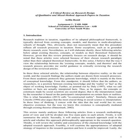 A critical review on research design of selected journals in taxation ...