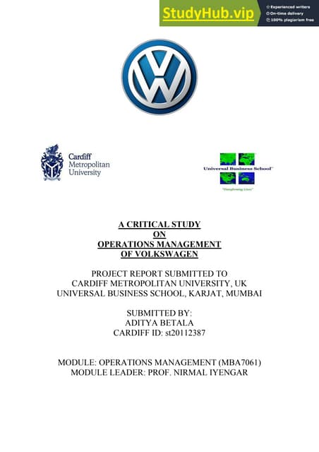 Volkswagen's Dieselgate Case Study | DOCX | Automotive Industry ...