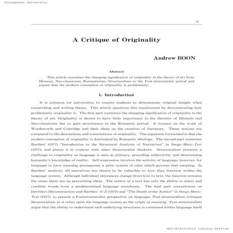 A critique of originality | PDF