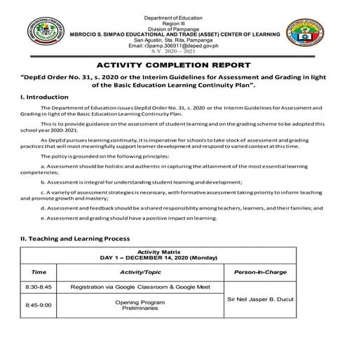 Implementing Guidelines for the ARAL Program | PPTX