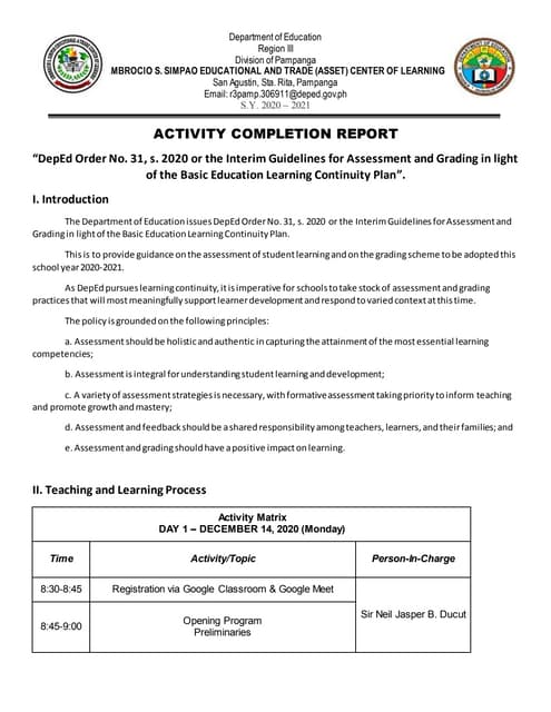 Implementing Guidelines for the ARAL Program | PPTX