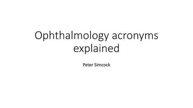 List of common ophthalmic abbreviations | PDF