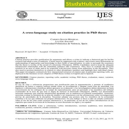 A Cross-Language Study On Citation Practice In PhD Theses | PDF
