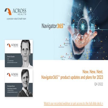 Across Health - Navigator365™ product updates and plans for 2023 | PDF