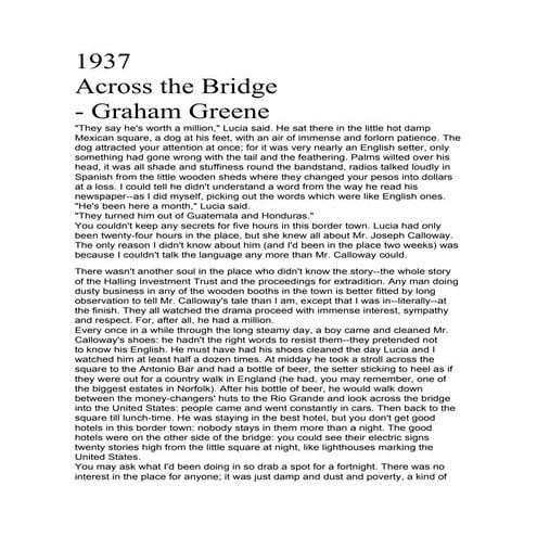 Across the bridge. graham green | DOC