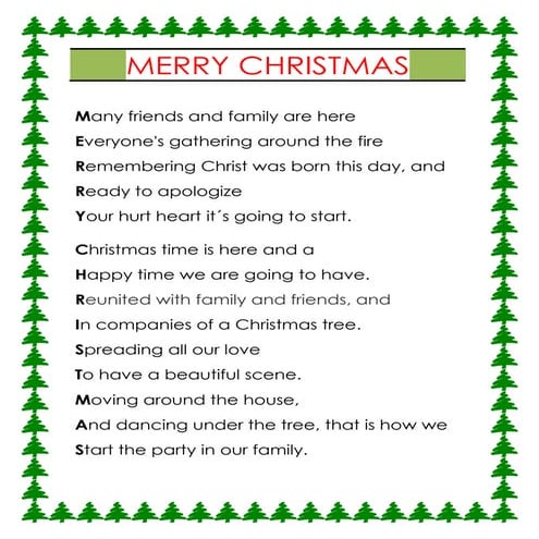 Merry Christmas Acrostic | DOCX