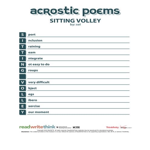 Acrostic poem | PDF