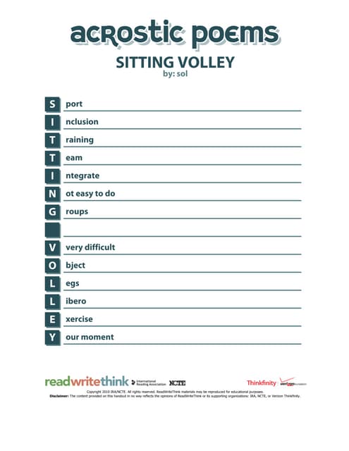 Acrostic poemfen | PDF