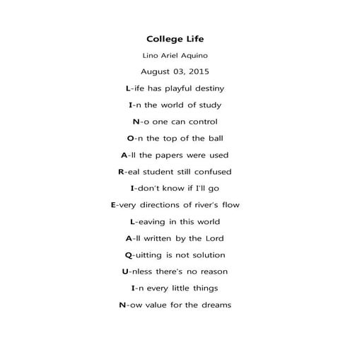 Poems About College Years
