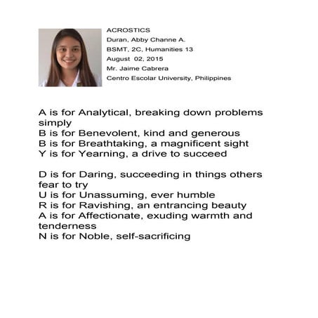 Acrostics | PDF | Poetry | Books and Literature